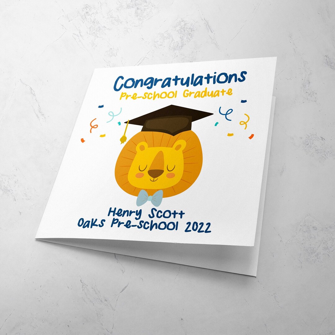 Preschool Graduation Card - Cute Lion - Graduated Card - Celebration ...