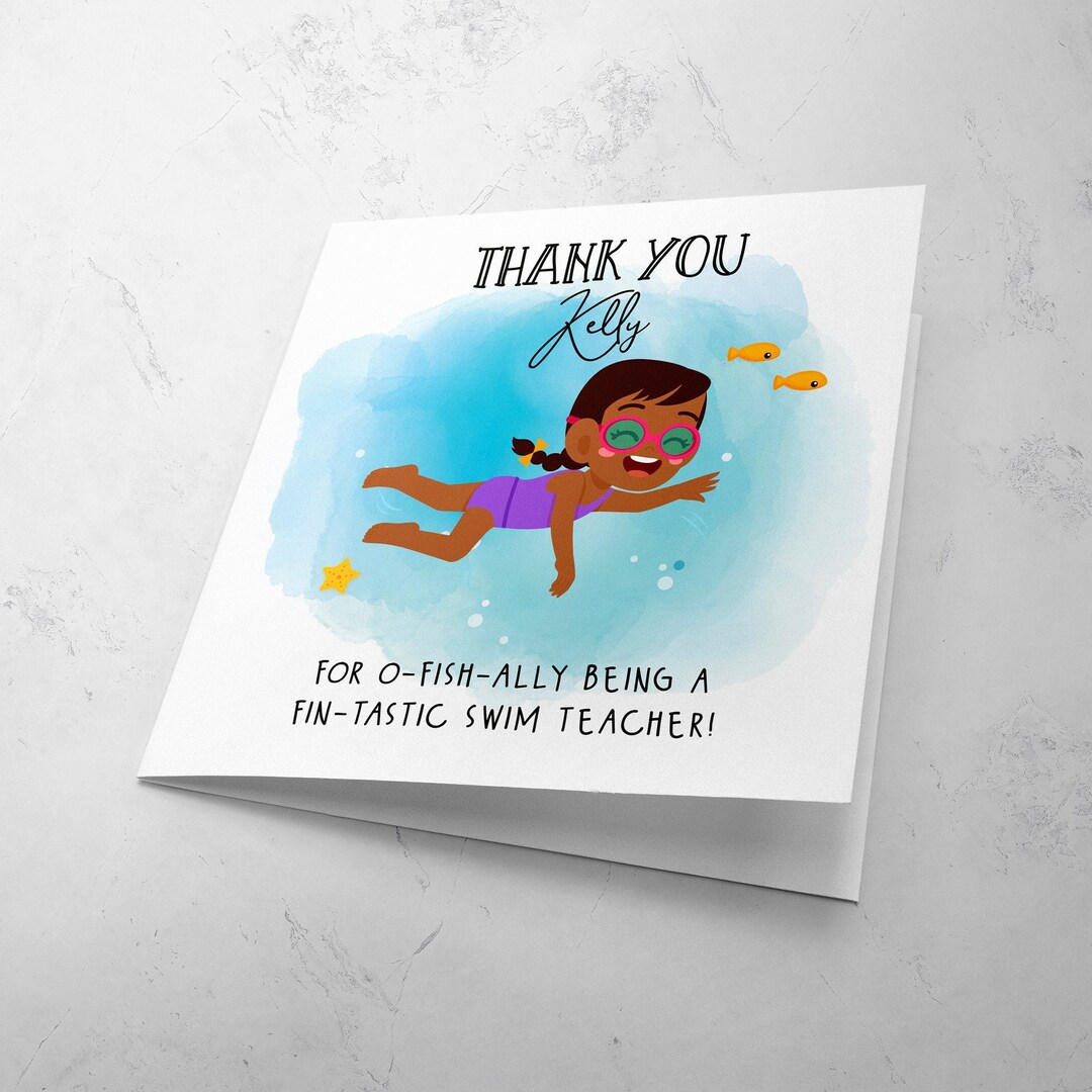 Thank You Swimming Teacher Card Swim Teacher Thank You Etsy