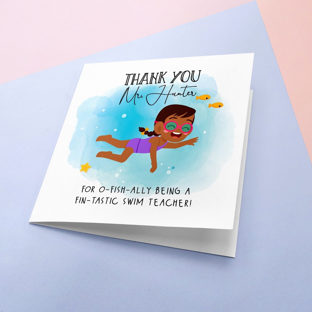 Thank You Swimming Teacher Card, Swim Teacher, Thank You, Personalised ...