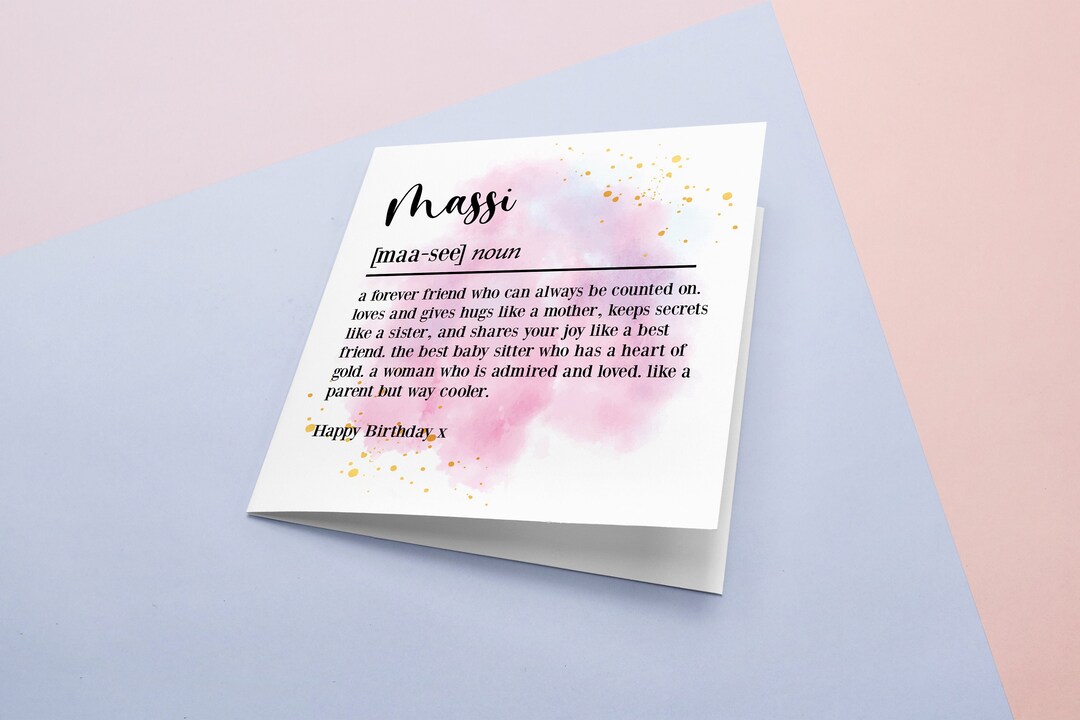 Massi Definition Birthday Card Mother's Day Card Card for Massi Ji ...