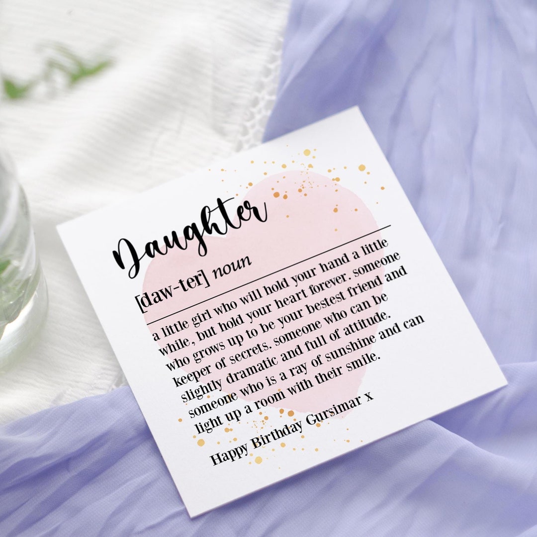 Daughter Definition Birthday Card | Card for Daughter | Birthday Card ...