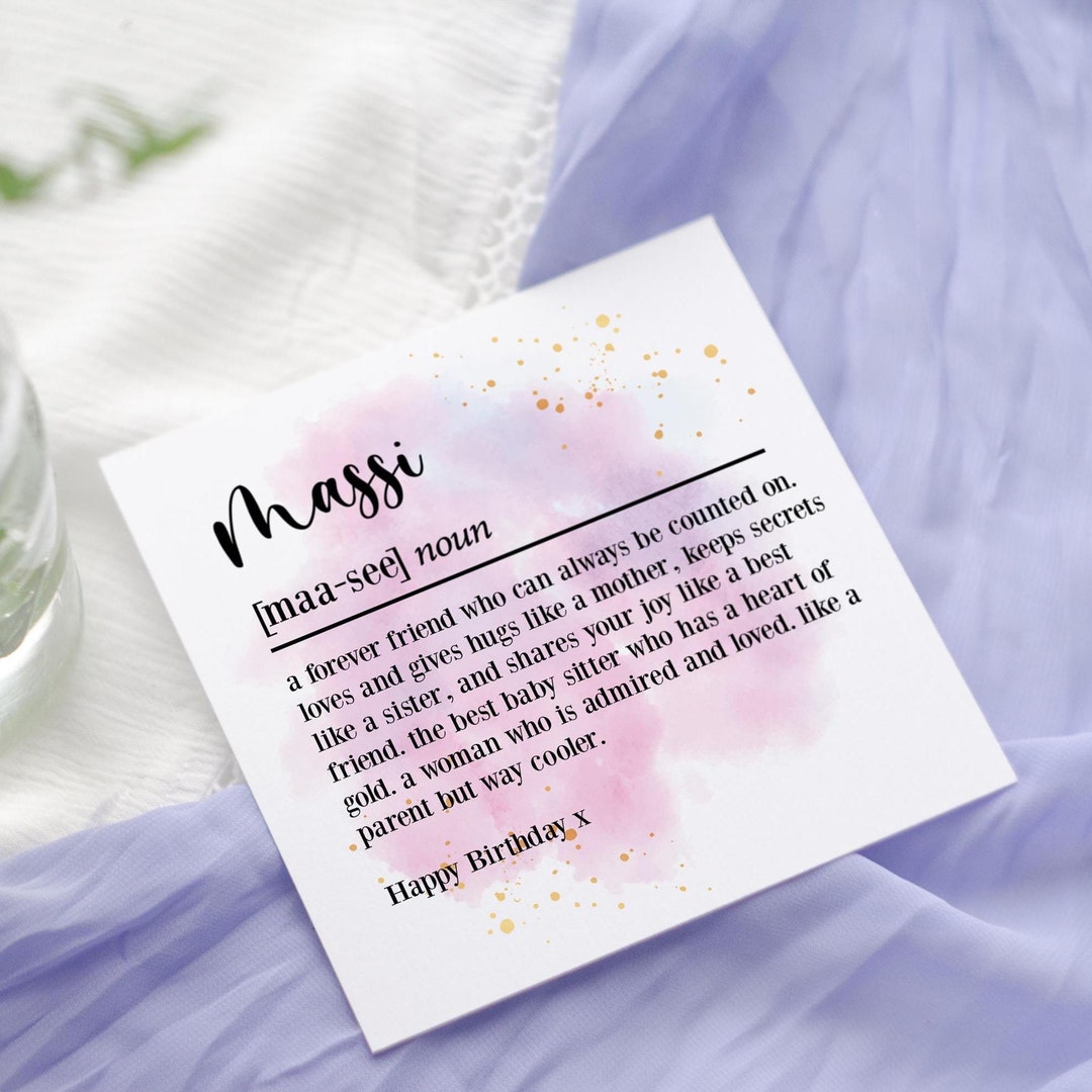 Massi Definition Birthday Card | Mother's Day Card | Card for Massi Ji ...