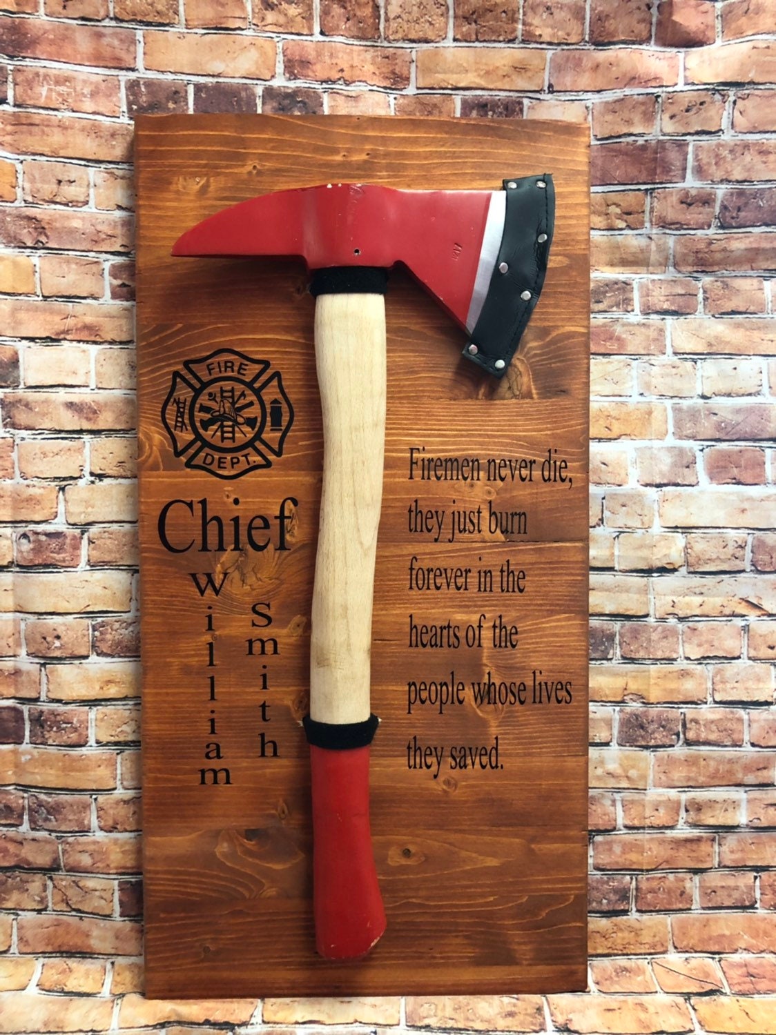 Fireman Axe Wooden Sign Firefighter Presentation Gift | Etsy UK