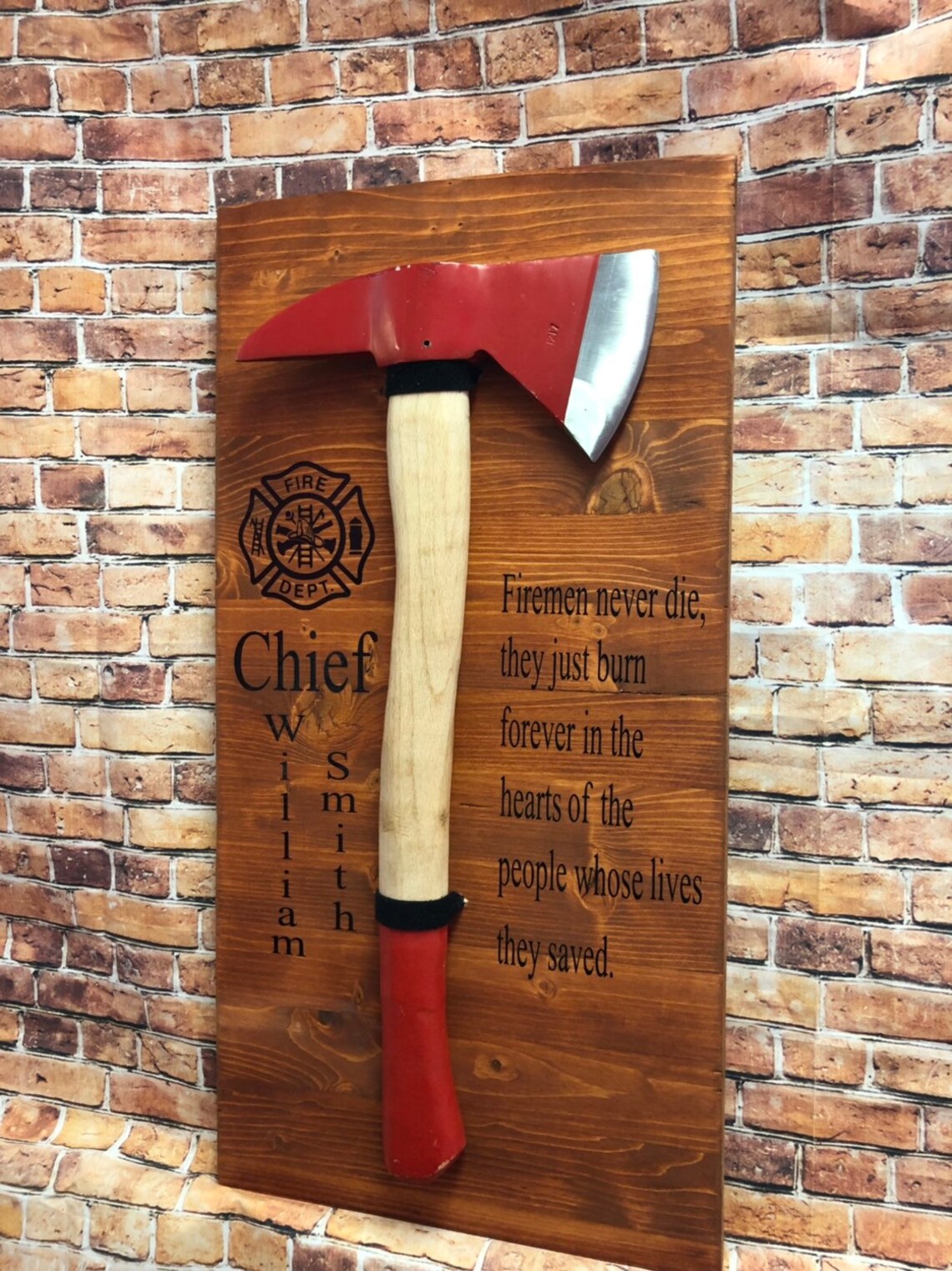 Fireman Axe Wooden Sign Firefighter Presentation Gift | Etsy