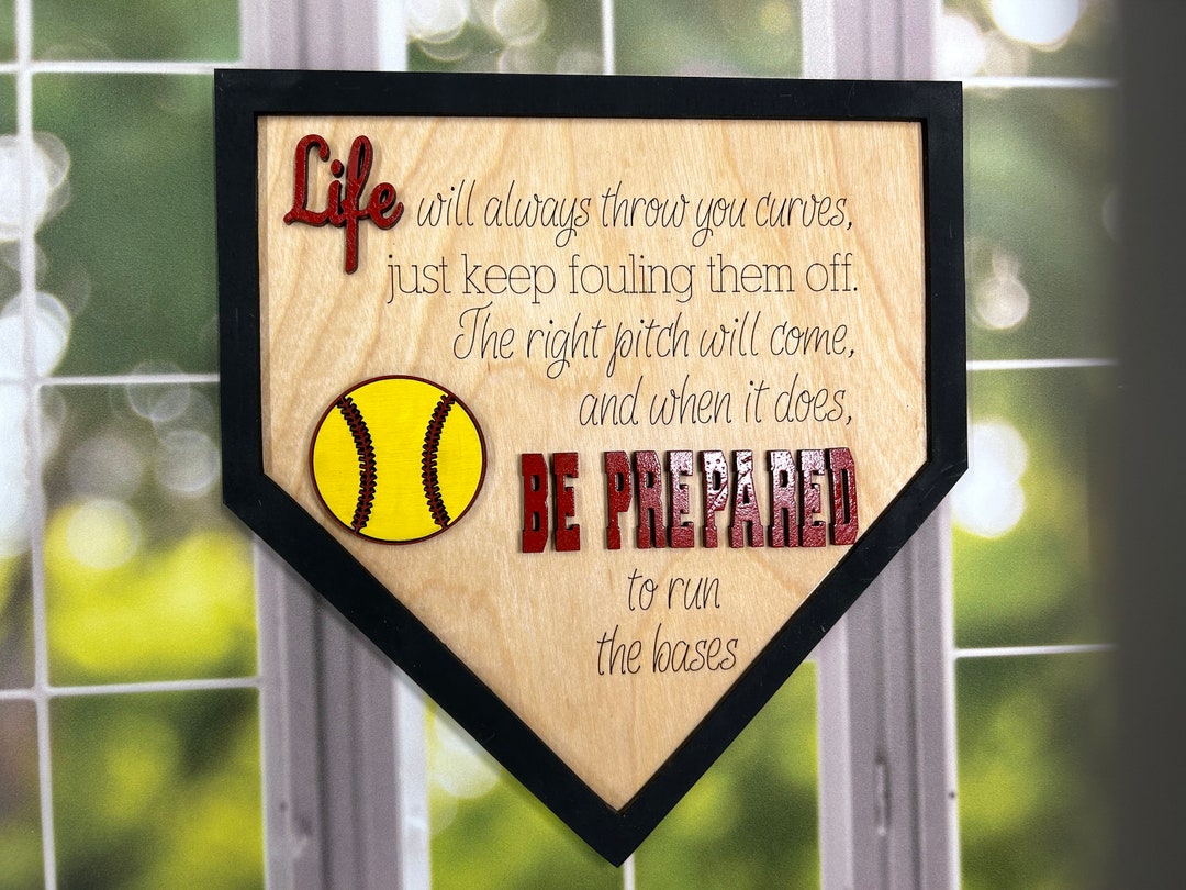 Wooden Sign Softball Life Throws You Curves ....be Prepared --baseball ...