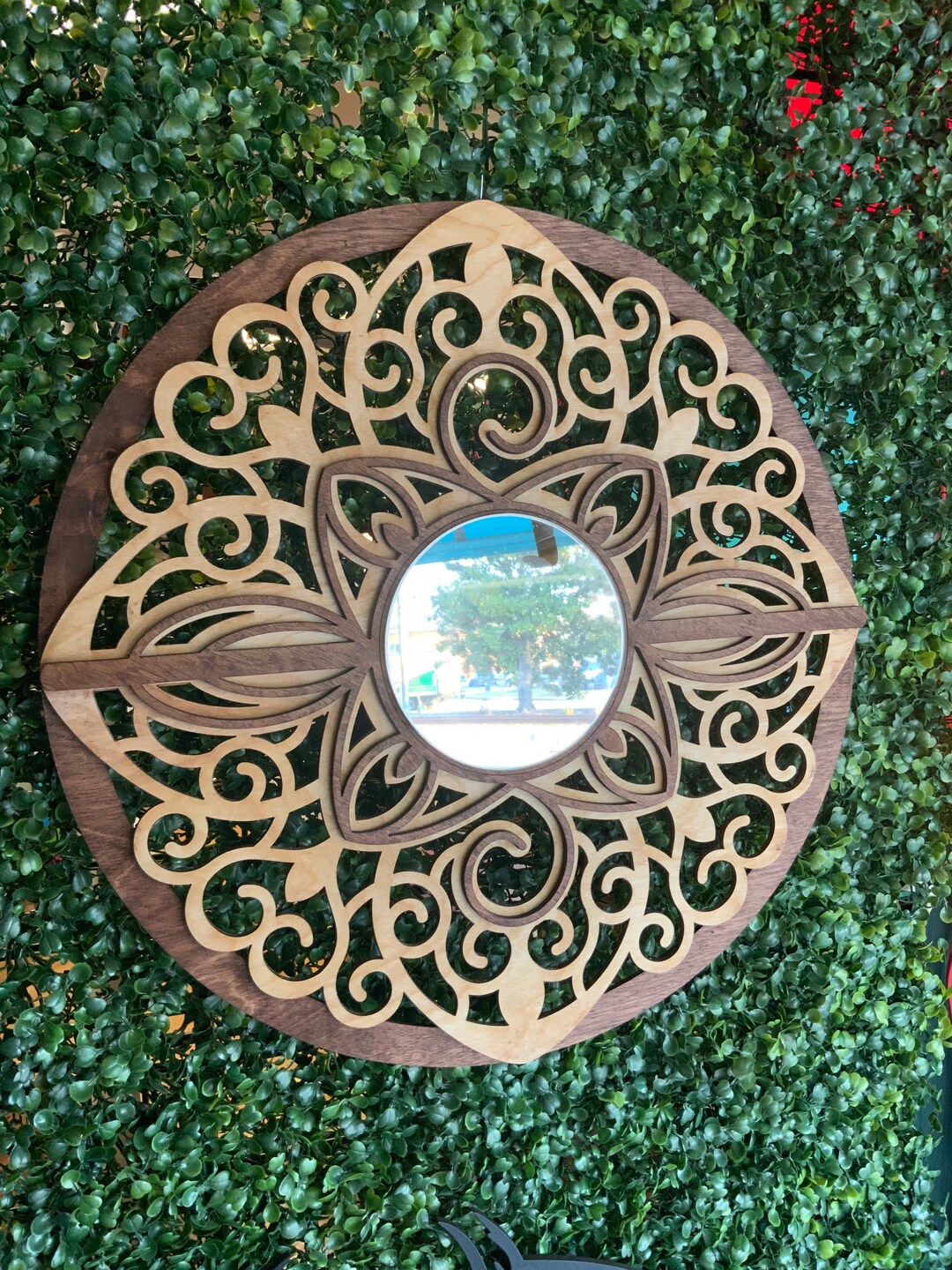 Laser Cut Wooden Filigree Mirrored Wall Art - Etsy