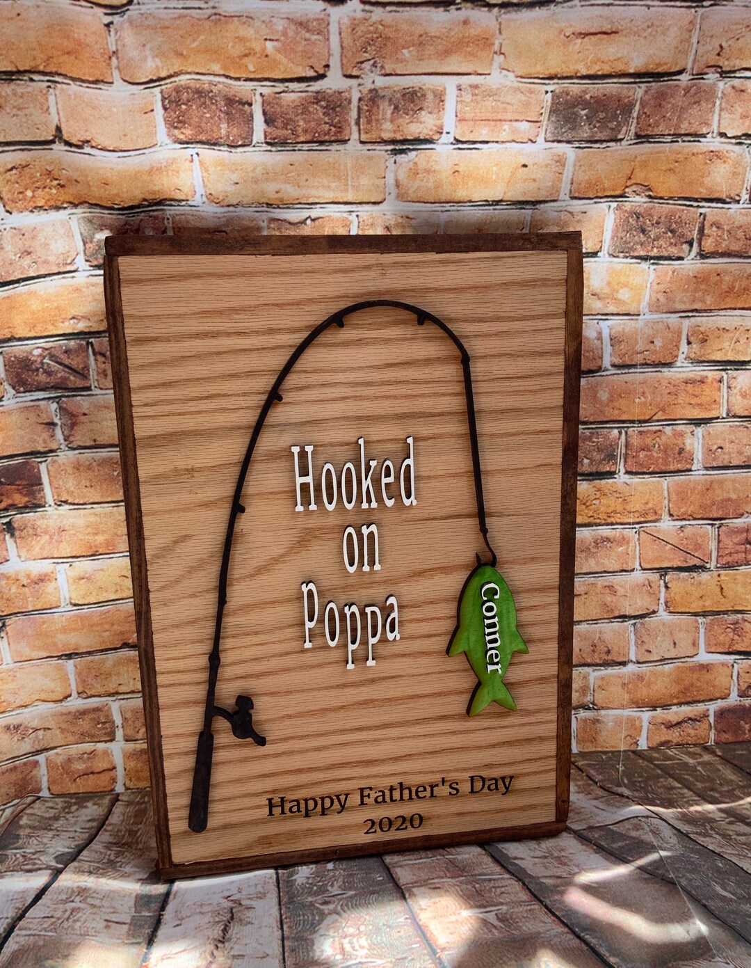 Hooked on Poppa Sign - Hooked on Dad Sign -laser Cut Wood Sign - Etsy