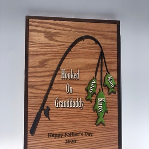 Hooked on Poppa Sign - Hooked on Dad Sign -laser Cut Wood Sign - Etsy