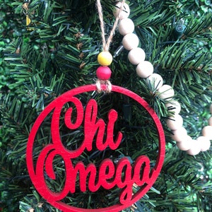 Sorority Chi Omega Wooden Ornament - Sisters Ornament Swap - Ready to ...
