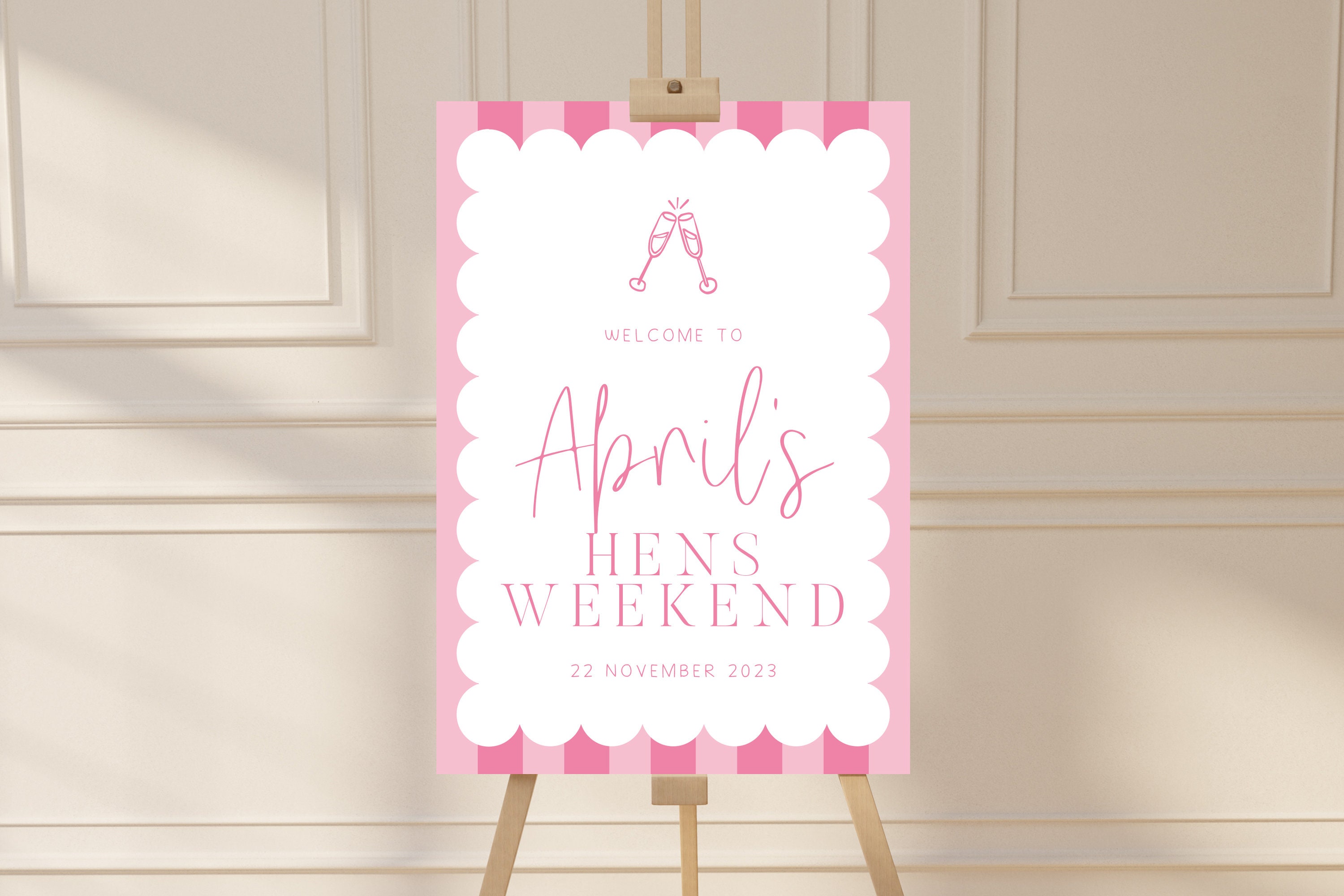 MAGGIE Printable Hens Party Sign, Striped Hen Party Sign, Bridal Shower ...