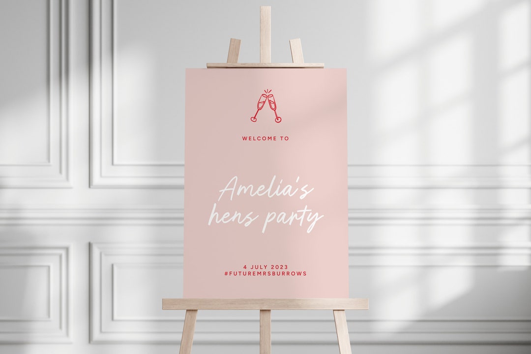 CIN CIN Printable Hens Party Sign, Champagne Hens Sign, Bridal Shower ...