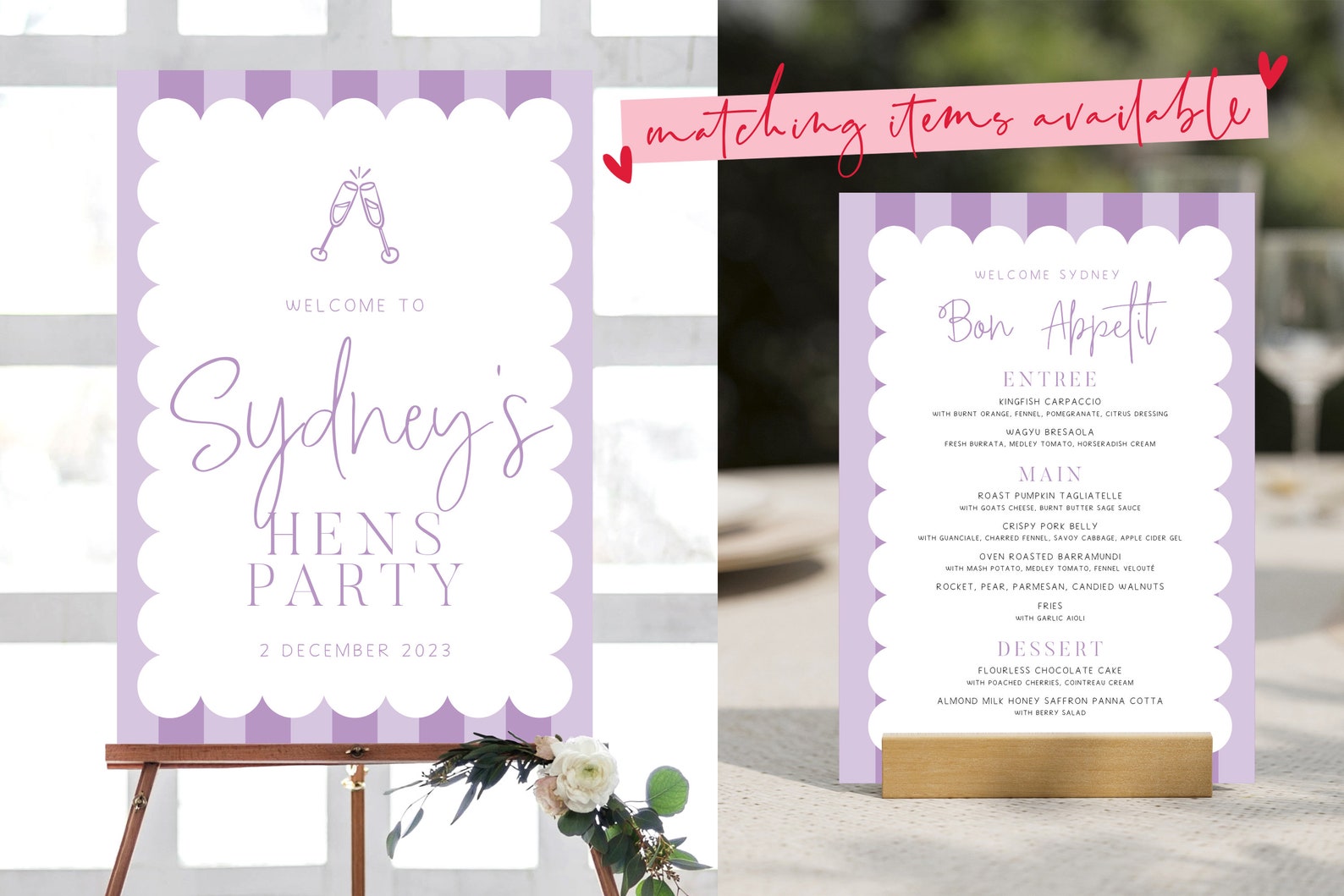 MAGGIE Printable Hens Party Sign, Striped Hen Party Sign, Bridal Shower ...