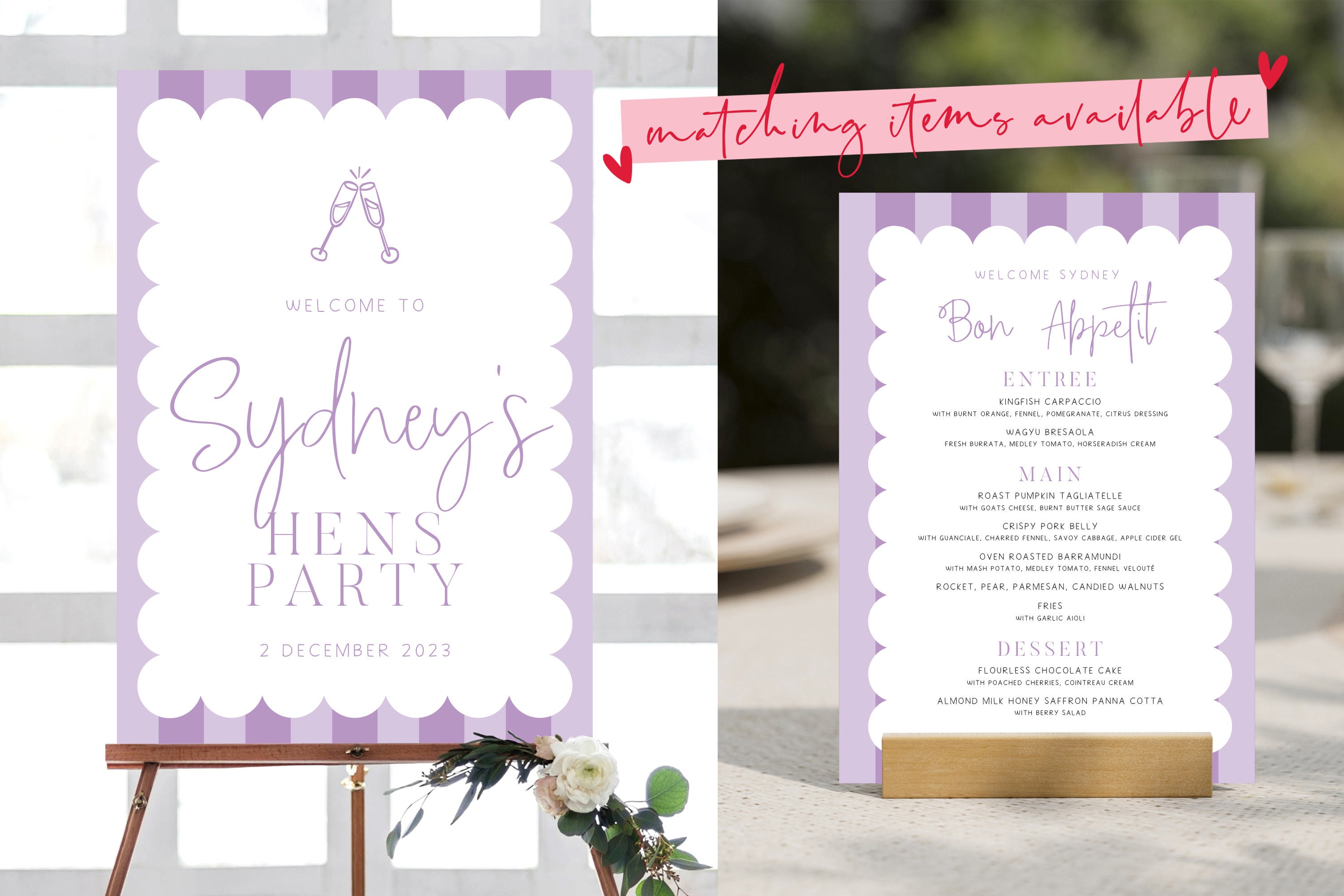 MAGGIE Printable Hens Party Sign, Striped Hen Party Sign, Bridal Shower ...