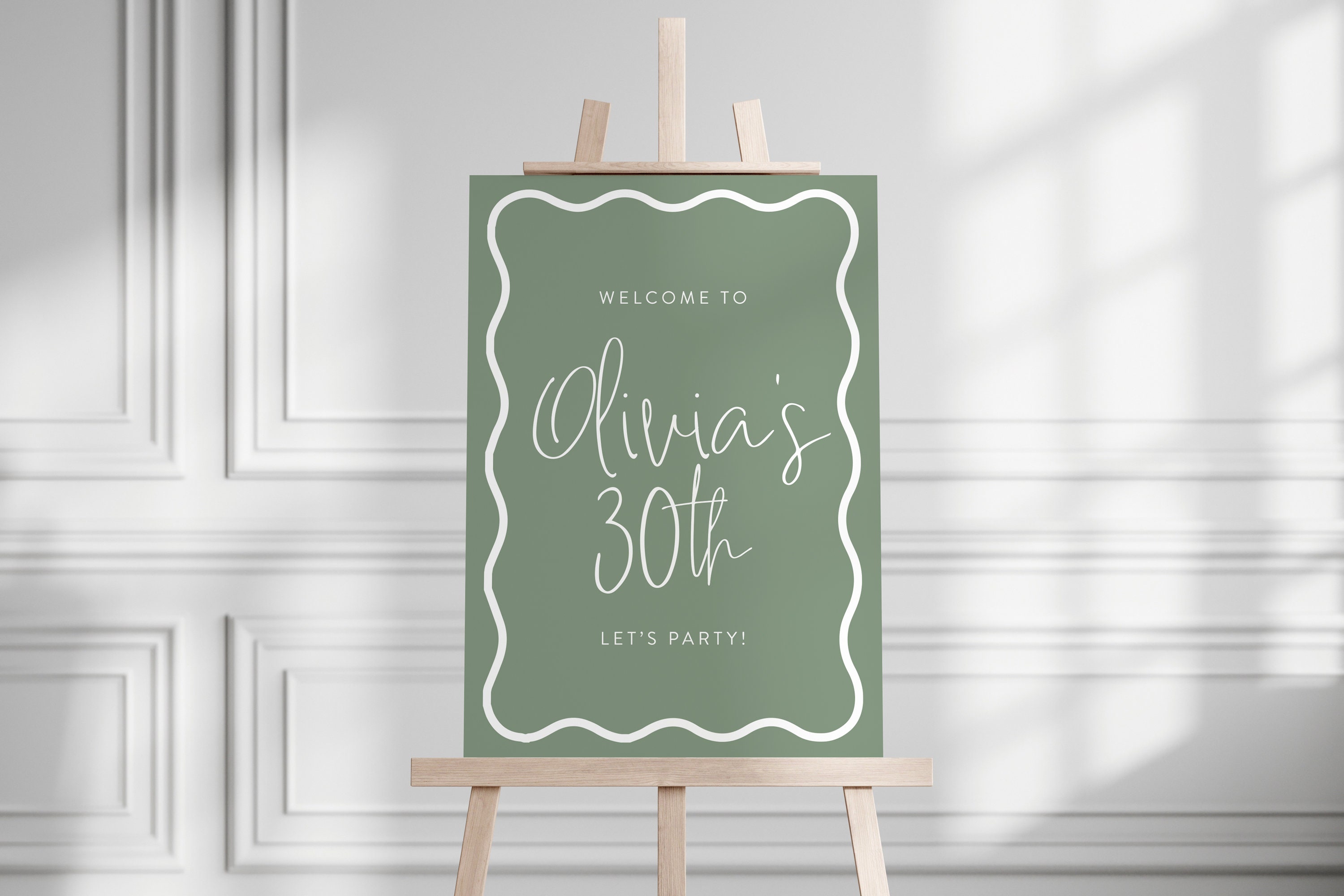 EMMA Printable Birthday Sign, Milestone Party Decor, Wavy Border Sign ...