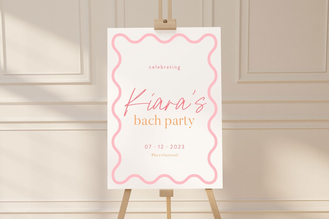 Wavy Hens Party Welcome Sign, Printable Bridal Shower Decor (PDF) - Etsy