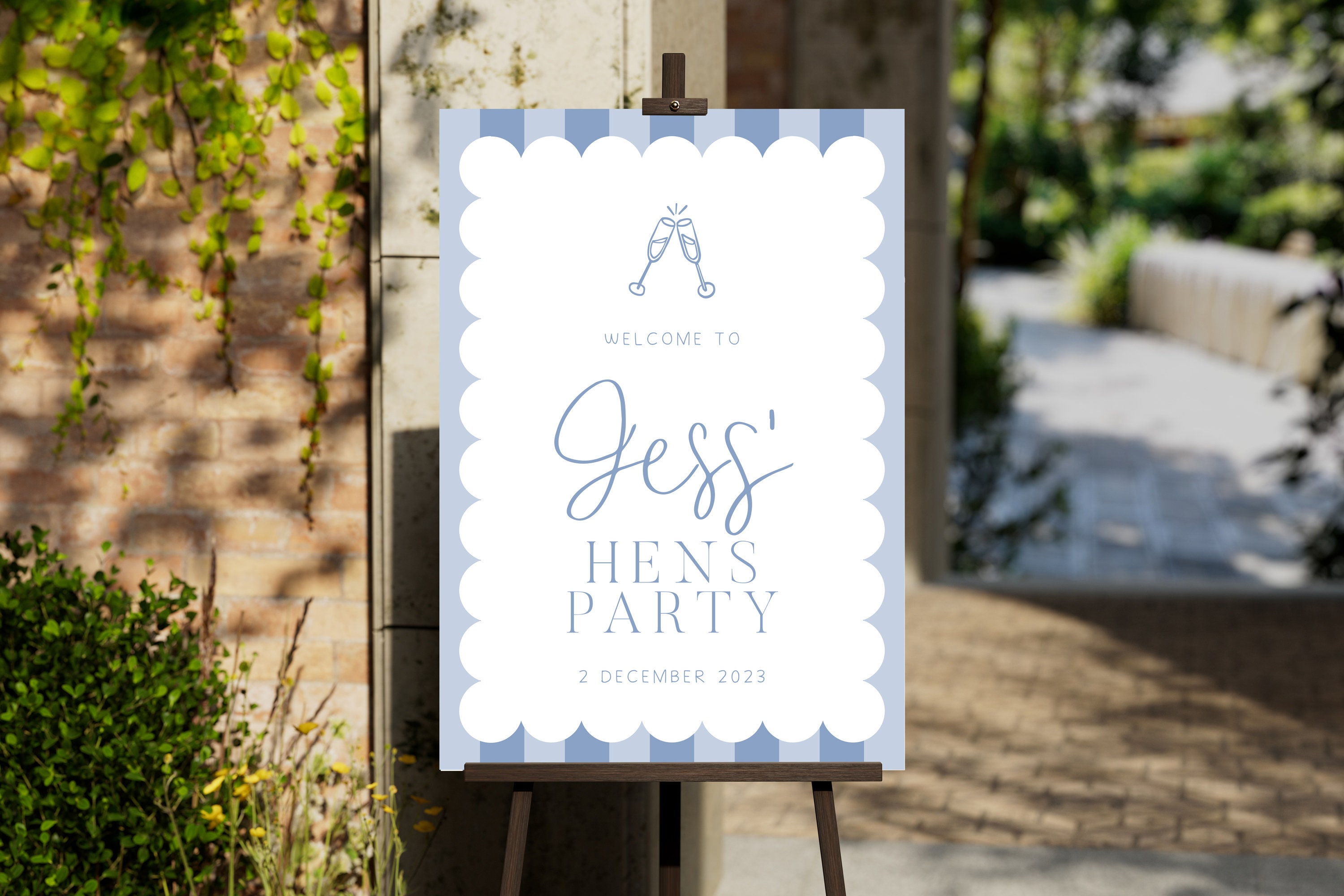 MAGGIE Printable Hens Party Sign, Striped Hen Party Sign, Bridal Shower ...