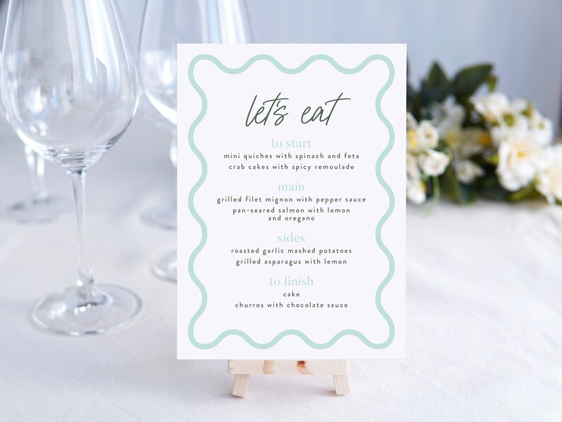 Wavy Border Printable Menu, Bar Menu, Drinks Menu, Food Menu for ...