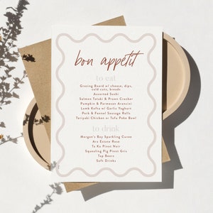 Wavy Border Printable Menu, Bar Menu, Drinks Menu, Food Menu for ...