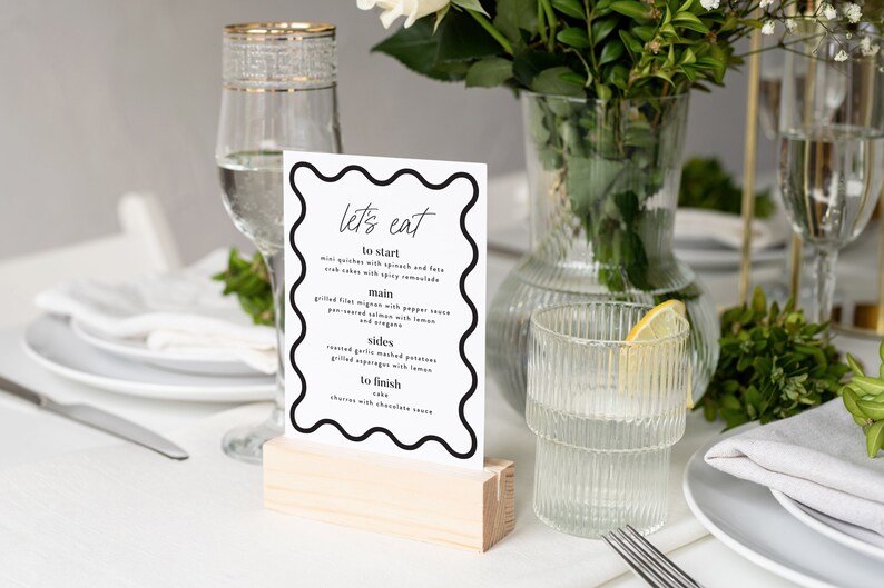 Wavy Border Printable Menu, Bar Menu, Drinks Menu, Food Menu for ...