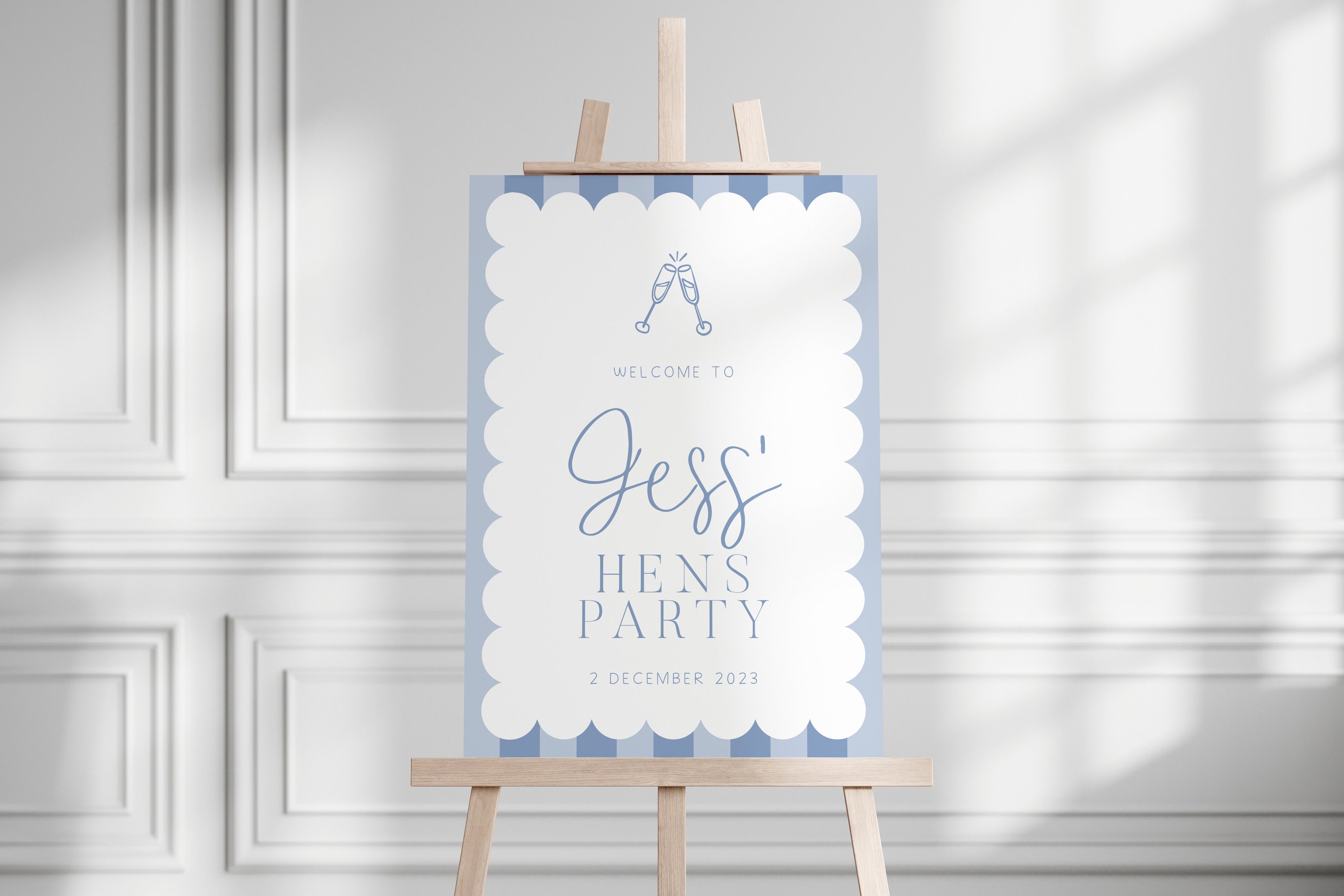 MAGGIE Printable Hens Party Sign, Striped Hen Party Sign, Bridal Shower ...