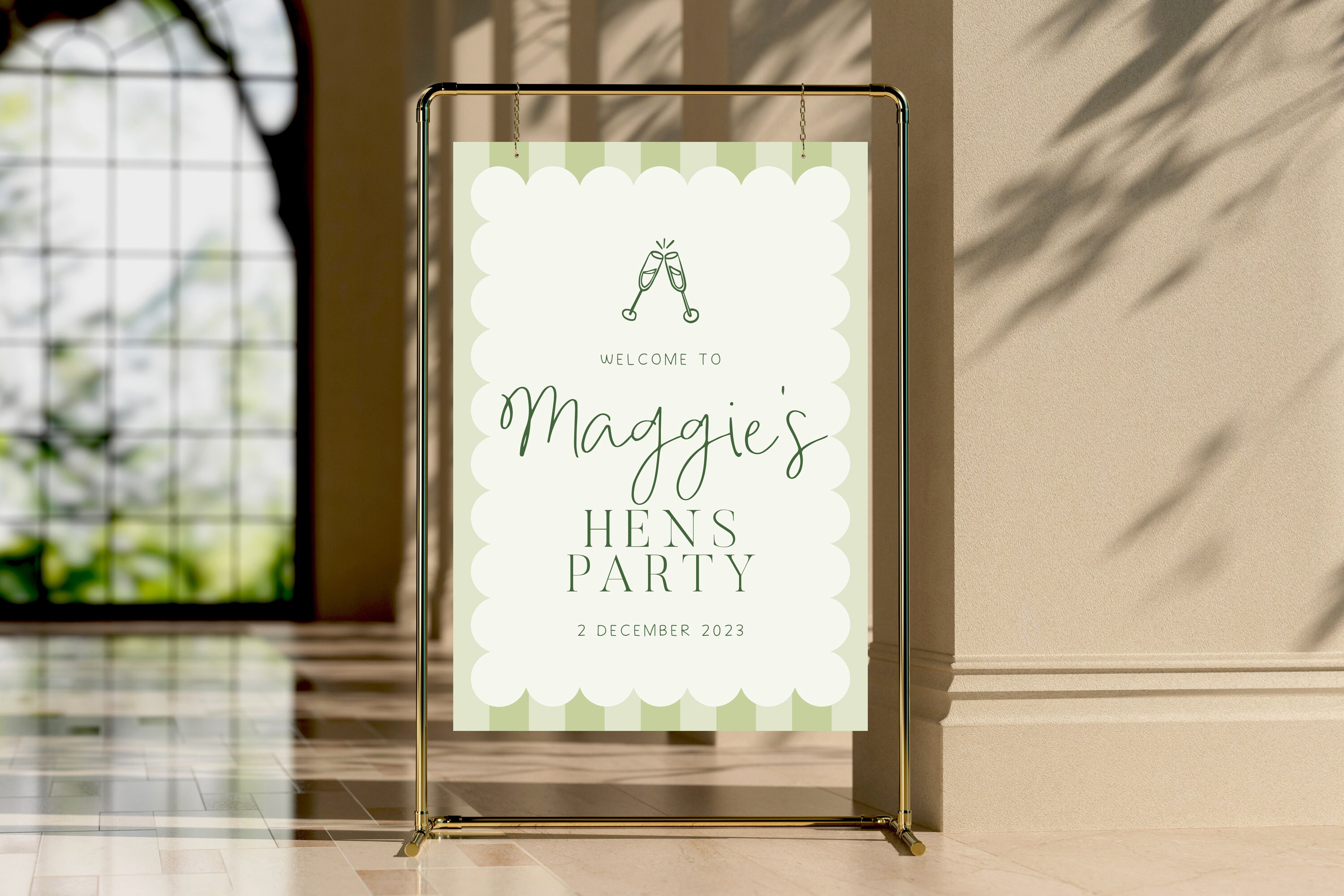 MAGGIE Printable Hens Party Sign, Striped Hen Party Sign, Bridal Shower ...
