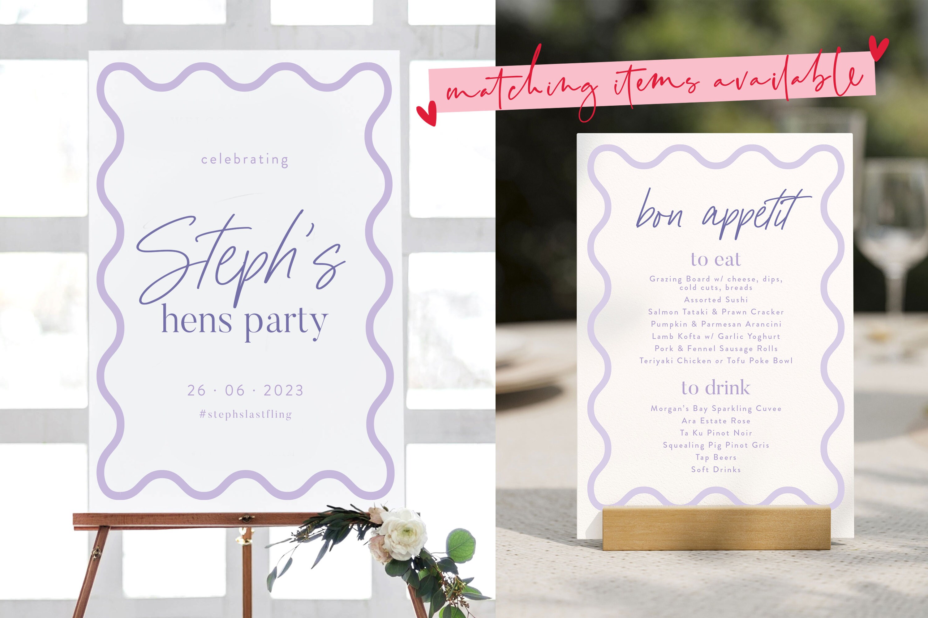 Wavy Border Printable Menu, Bar Menu, Drinks Menu, Food Menu for ...