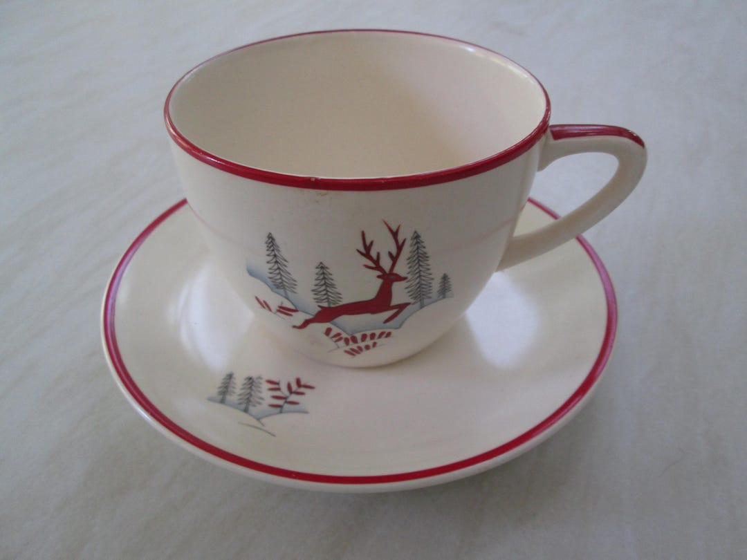 Crown Devon Stockholm / Leaping Deer Tea Cup and Saucer - Etsy