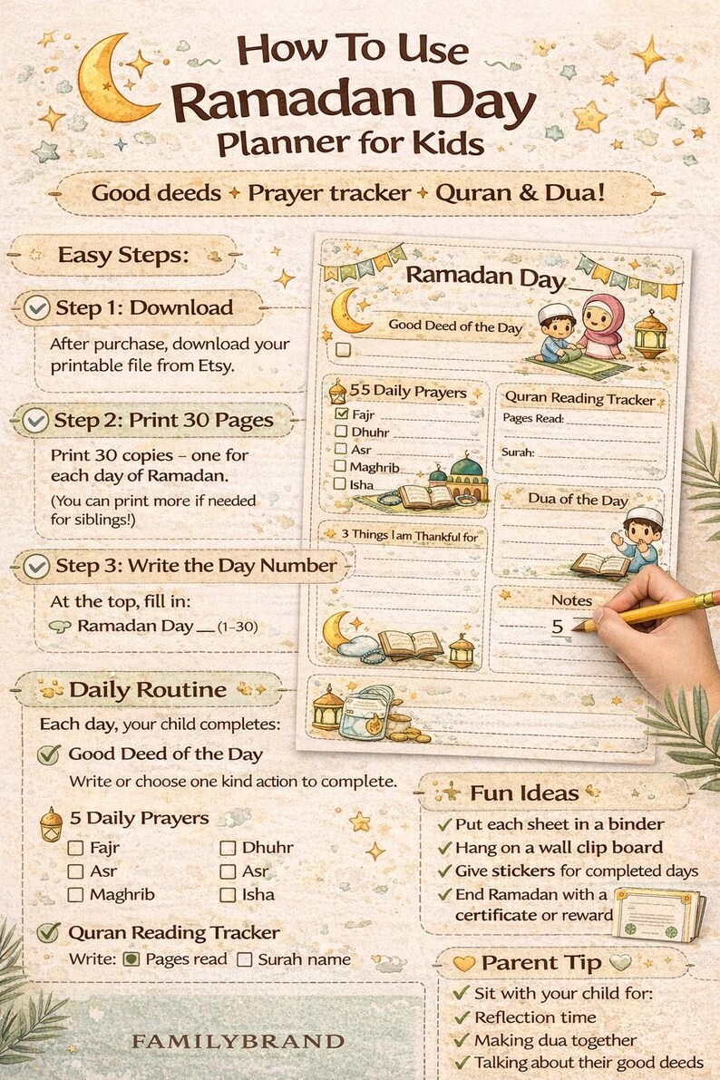 Kids Ramadan Planner | Islamic Daily Activity Sheet (digital Download ...