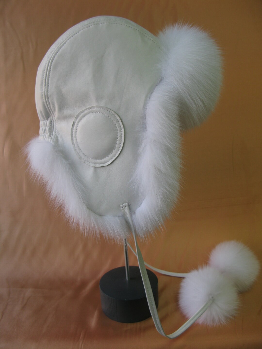 Aviator Fur Hat - White Fox & White Leather - Etsy