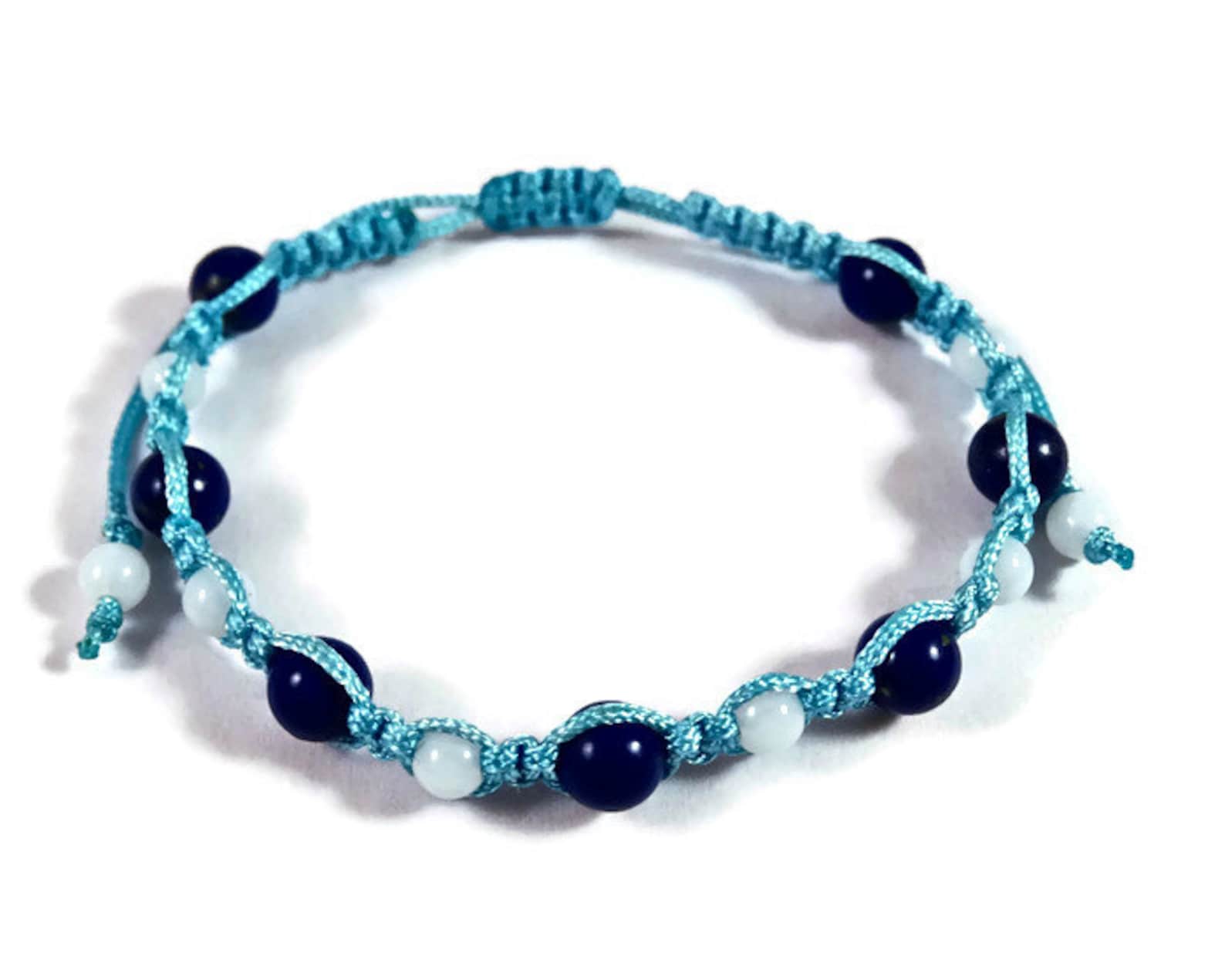 Blue Shamballa Bracelet~beaded Bracelet~macrame Bracelet~braided ...