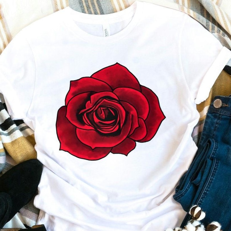 Mens Black Rose T Shirt - Etsy