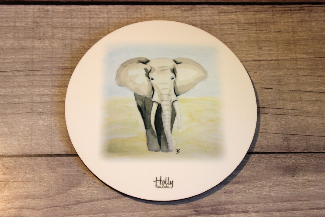Elephant Coaster From Hand Painted Original - Etsy