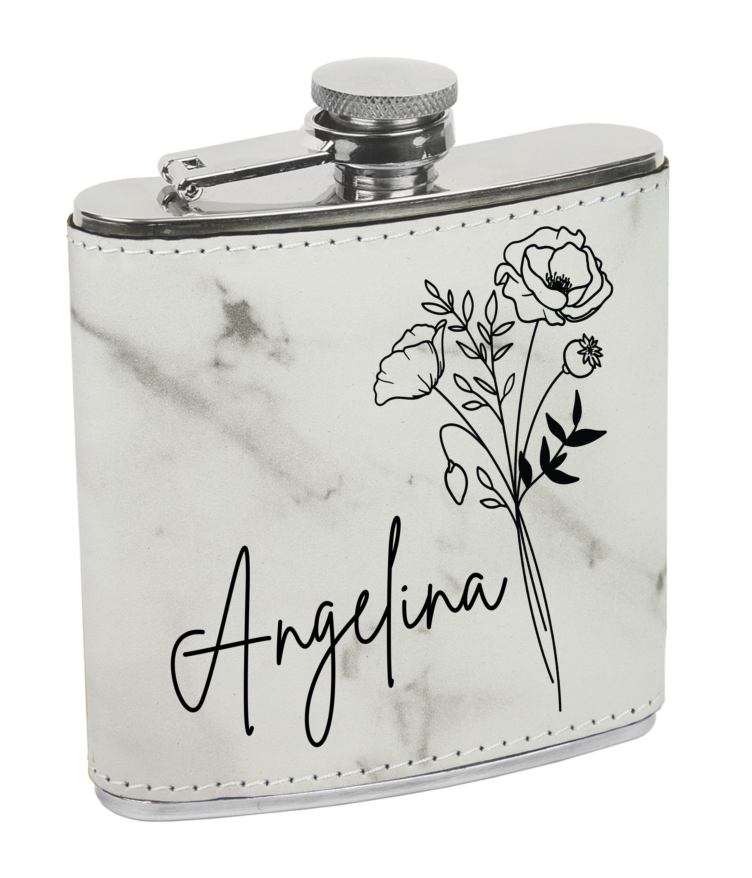 Personalized Birth Flower Flask for Women Custom Flask for - Etsy