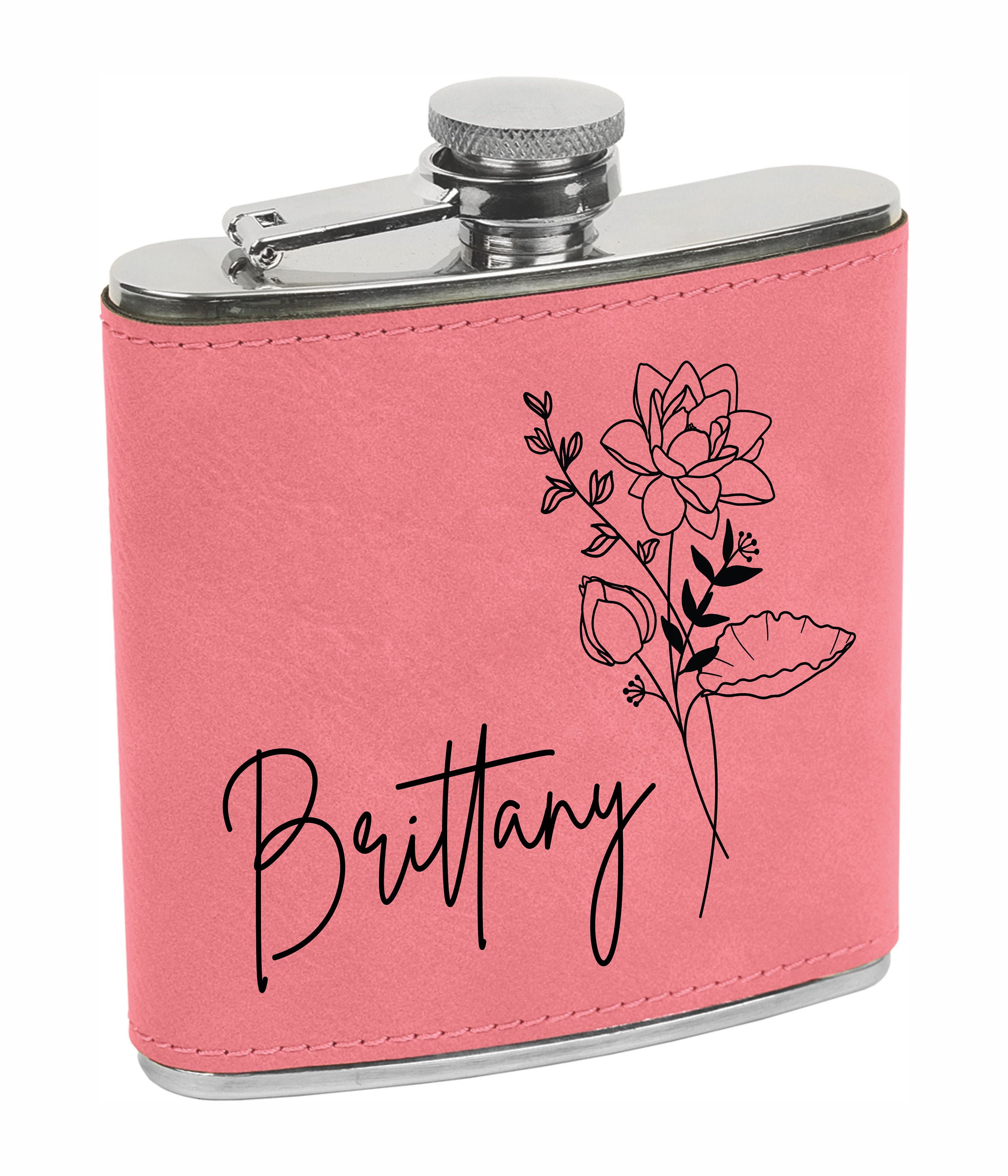 Personalized Birth Flower Flask for Women Custom Flask for - Etsy