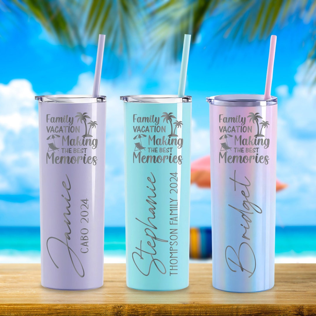 Family Vacation Cups, Engraved Beach Tumblers, Personalized Cups With ...