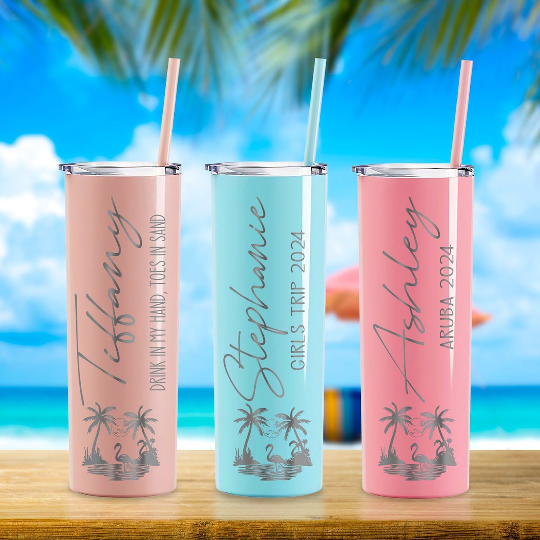 Flamingo Vacation Cups, Personalized Cups With Name, Engraved Beach ...