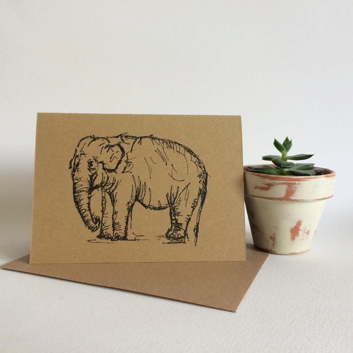 Indian Elephant Card - 100% Recycled Card - Elephant Cards - Blank ...
