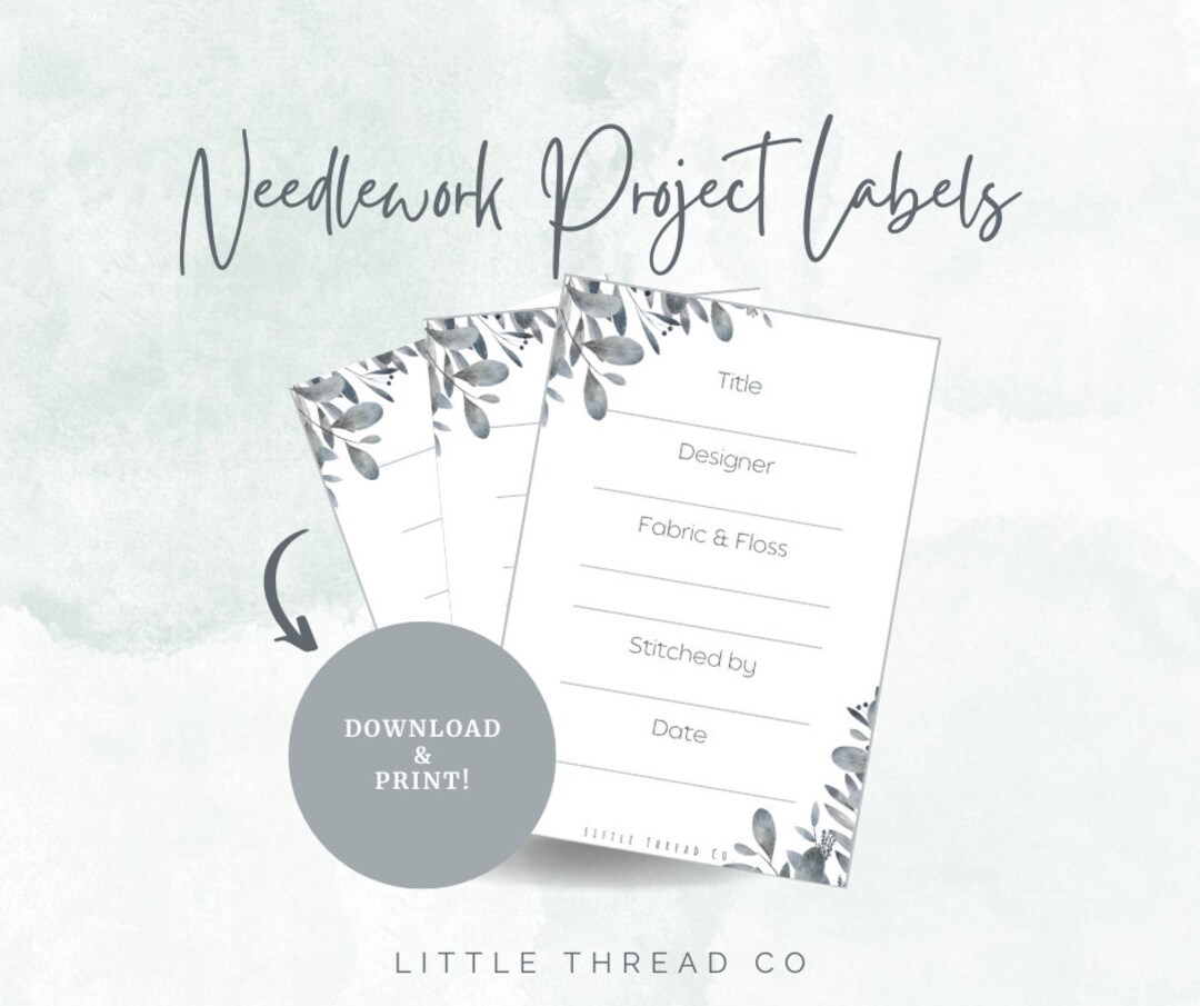 Printable Project Labels for Embroidery – Digital Download Stitching ...