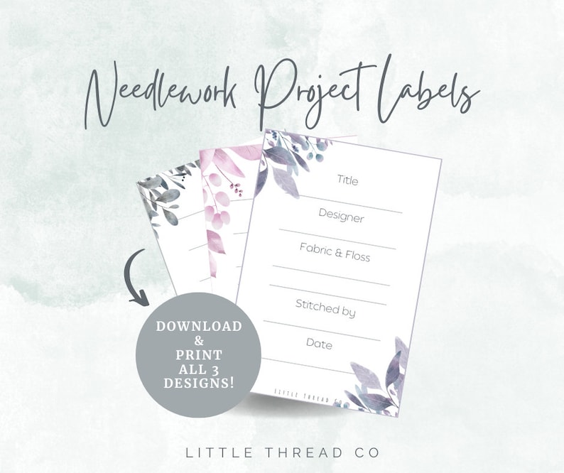 Needlework Project Labels: Cross Stitch Embroidery Tags (digital ...