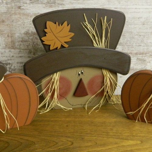 Fall Shelf Sitters Scarecrow Sunflower Set Table Top Decor - Etsy