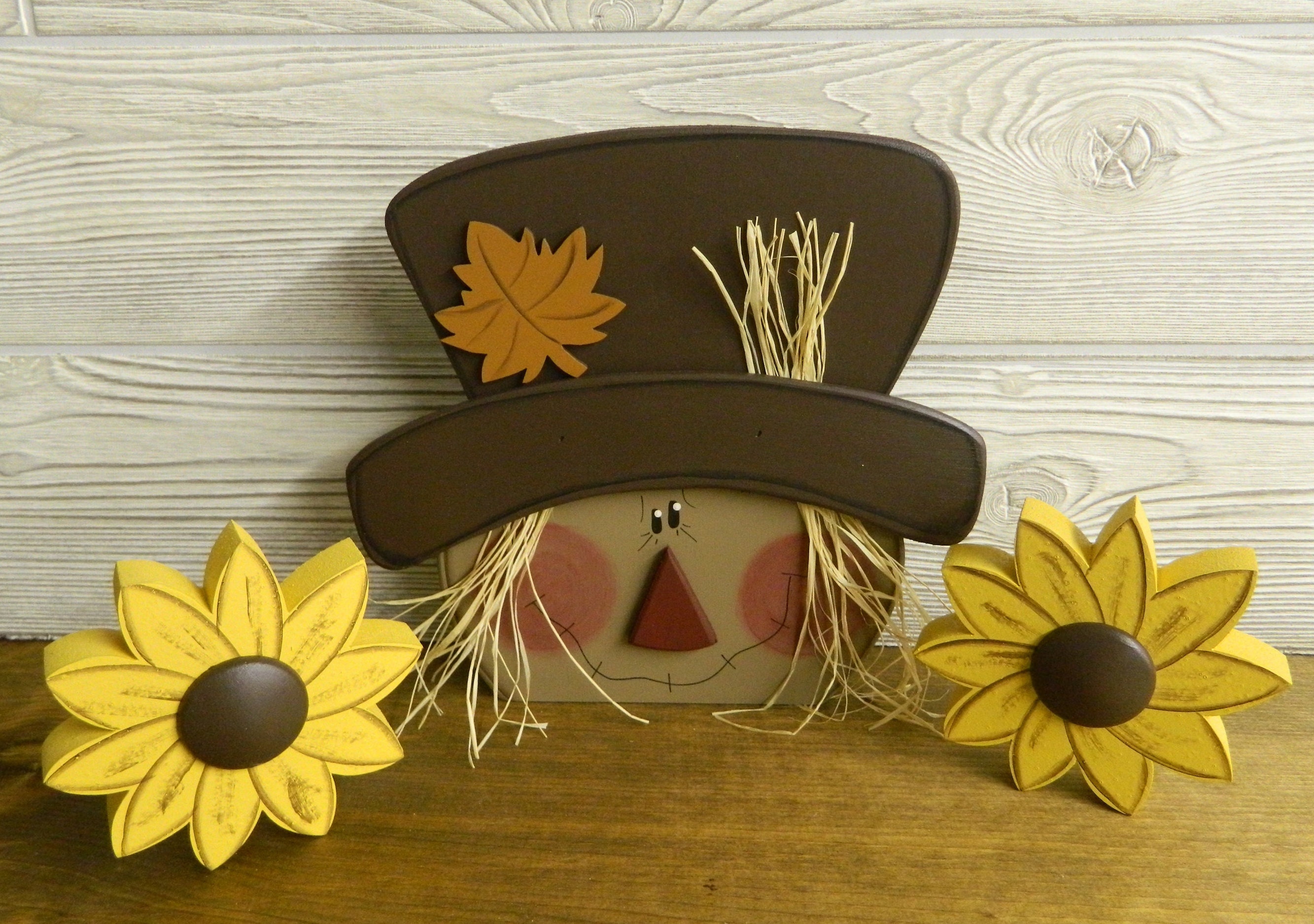 Fall Shelf Sitters Scarecrow Sunflower Set Table Top Decor - Etsy