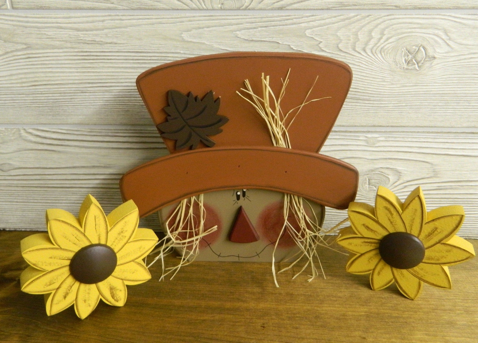 Fall Shelf Sitters Scarecrow Sunflower Set Table Top Decor - Etsy