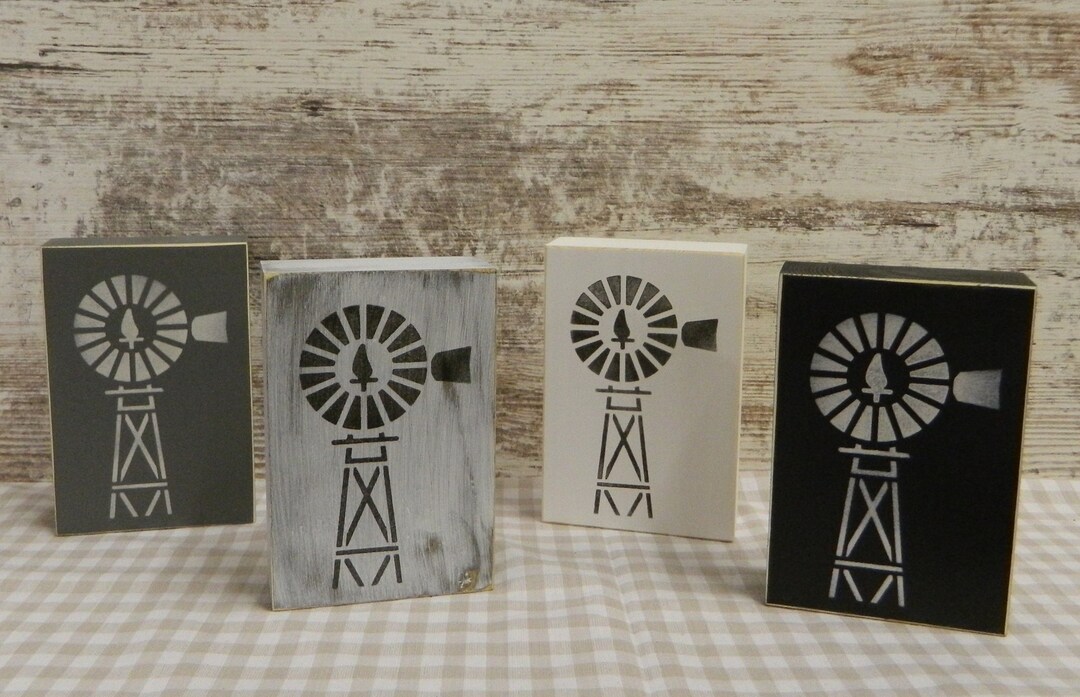 Windmill Block/farmhouse Decorations/shelf Sitter/sign/windmill Sign - Etsy