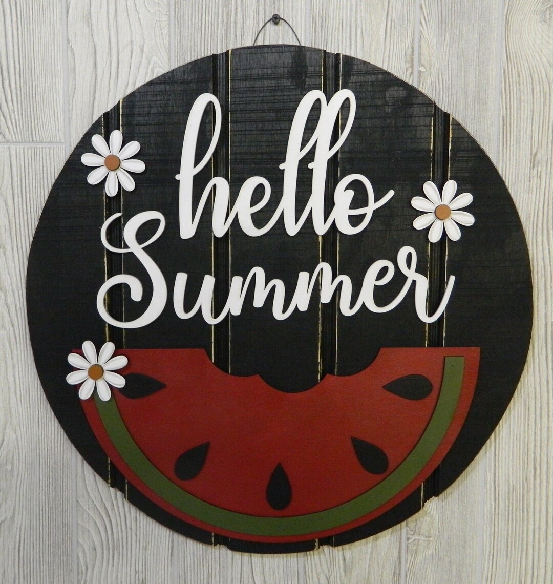 Hello Summer, Door Hanger, Wall Hanger, Watermelon Decor, Daisies ...