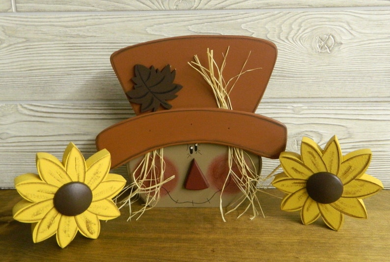 Fall Shelf Sitters Scarecrow Sunflower Set Table Top Decor | Etsy