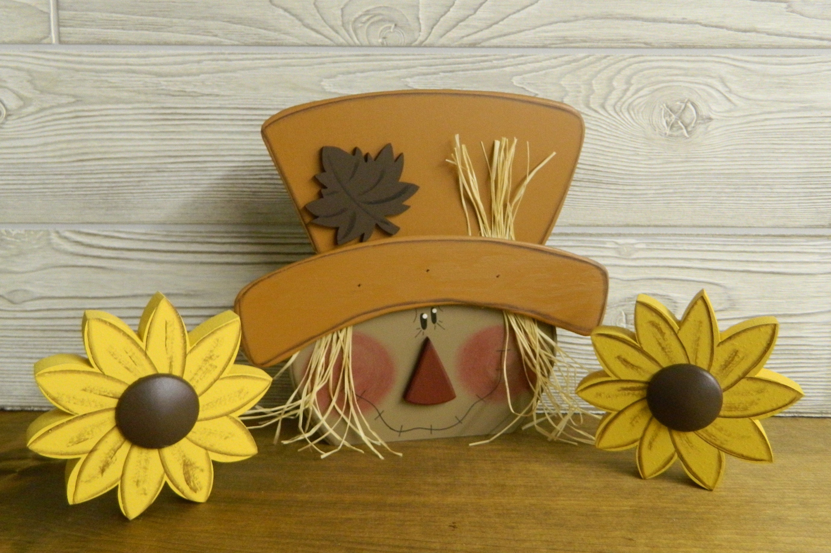 Fall Shelf Sitters Scarecrow Sunflower Set Table Top Decor - Etsy