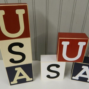 Set USA Wood Block Sitters/usa/ Patriotic Blocks/4th. of - Etsy