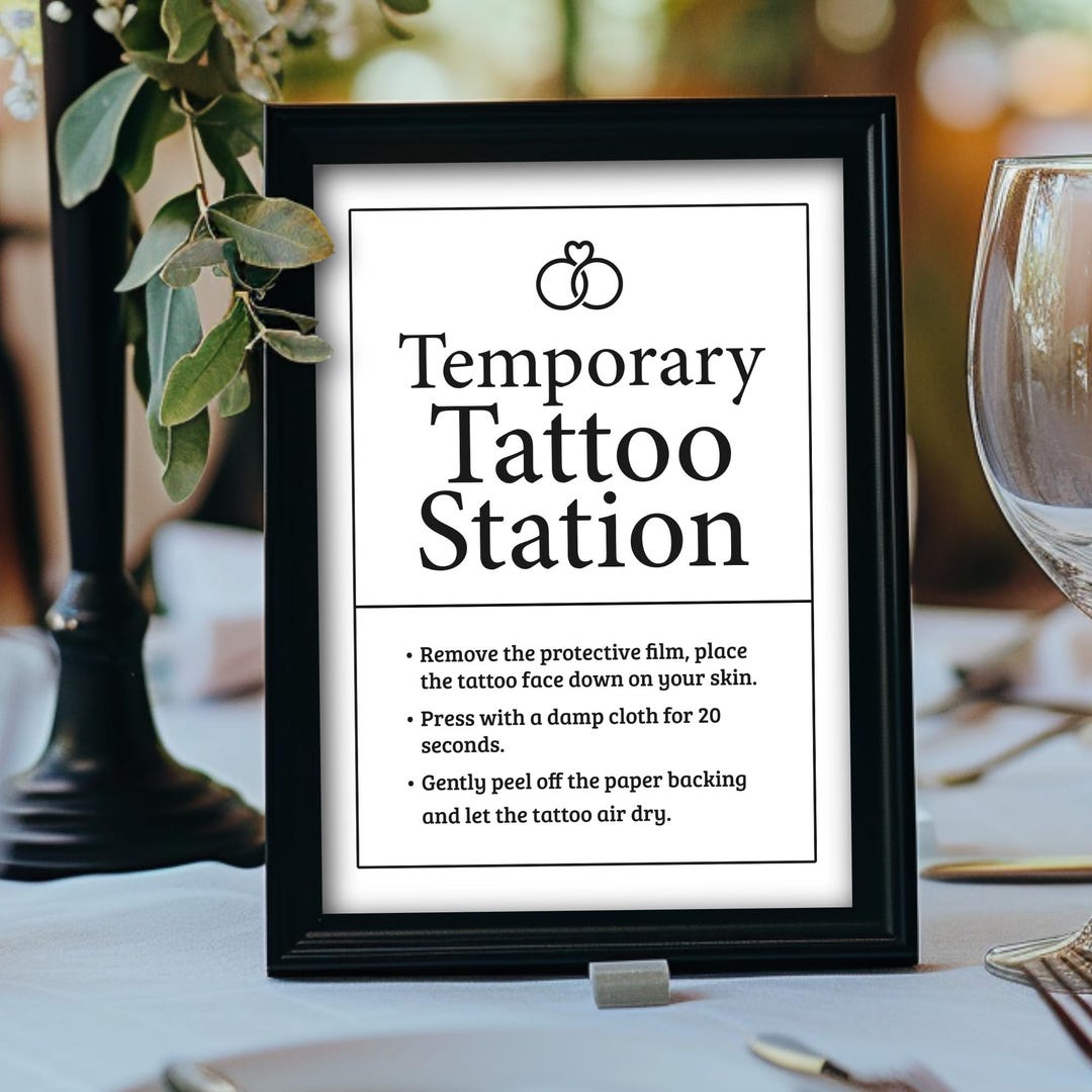 Temporary Tattoo Station Sign Printable, Wedding Bar Sign, Instant ...