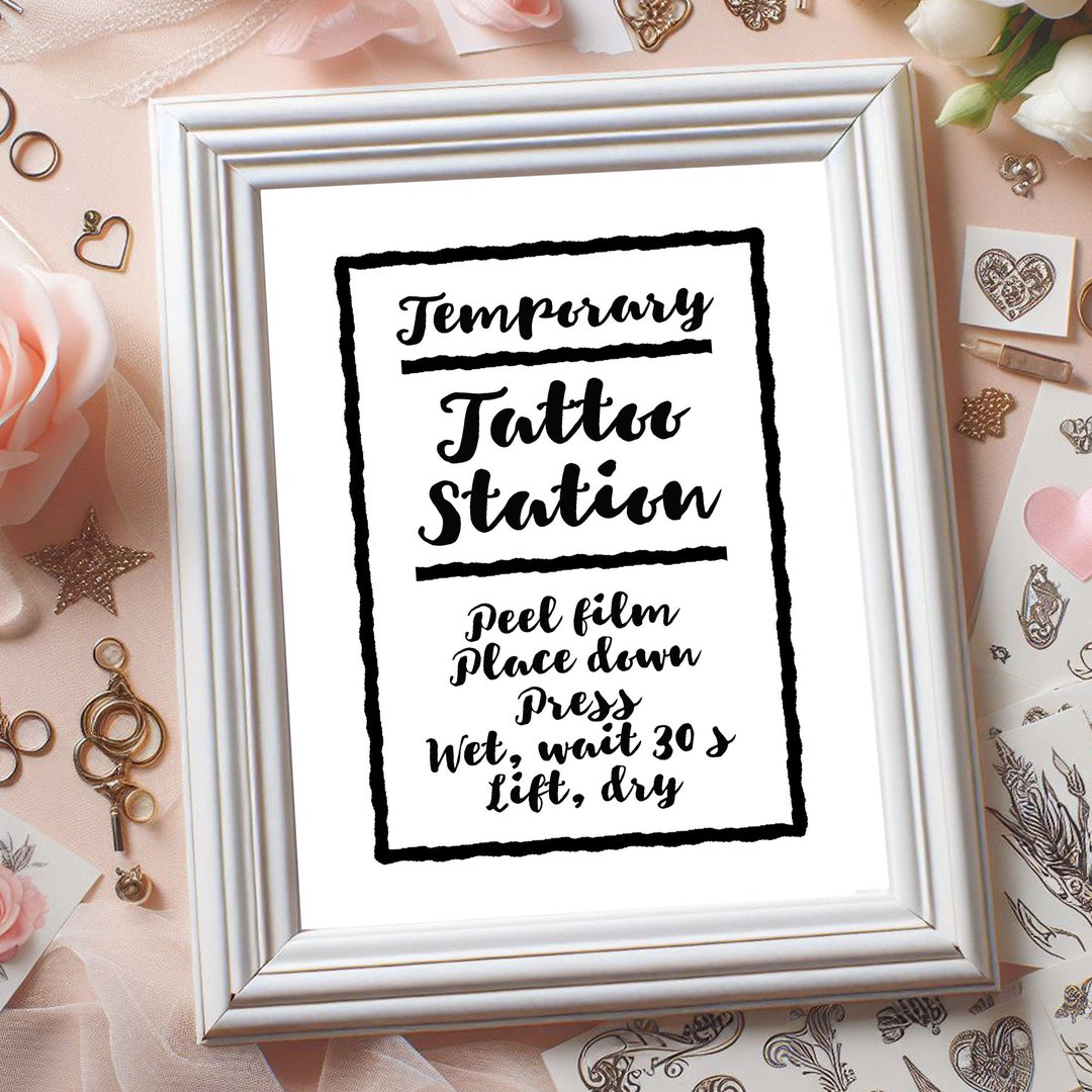 Tattoo Station Sign, Tattoo Bar Sign, Printable Temporary Tattoo ...