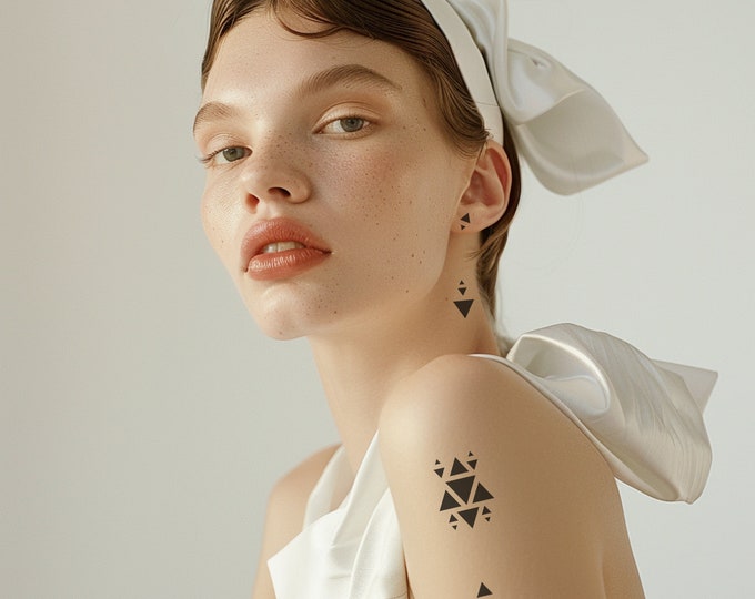 Double Triangles Temporary Fake Tattoo Sticker set of 4 - Etsy